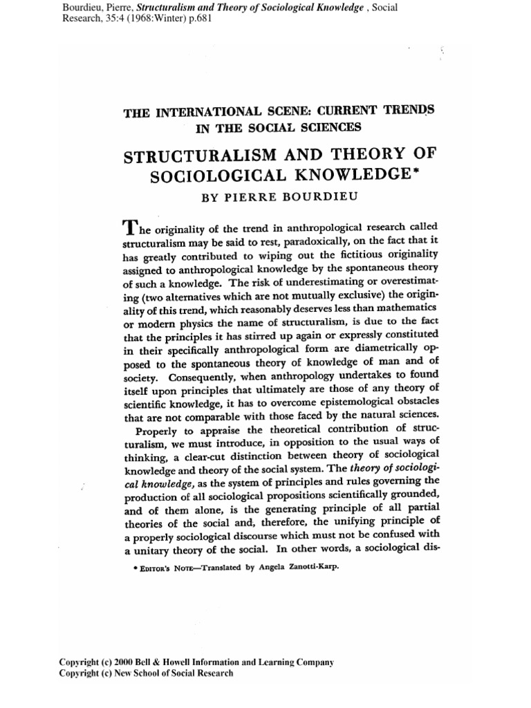 Structuralism and Theory of Sociological Knowledge | PDF