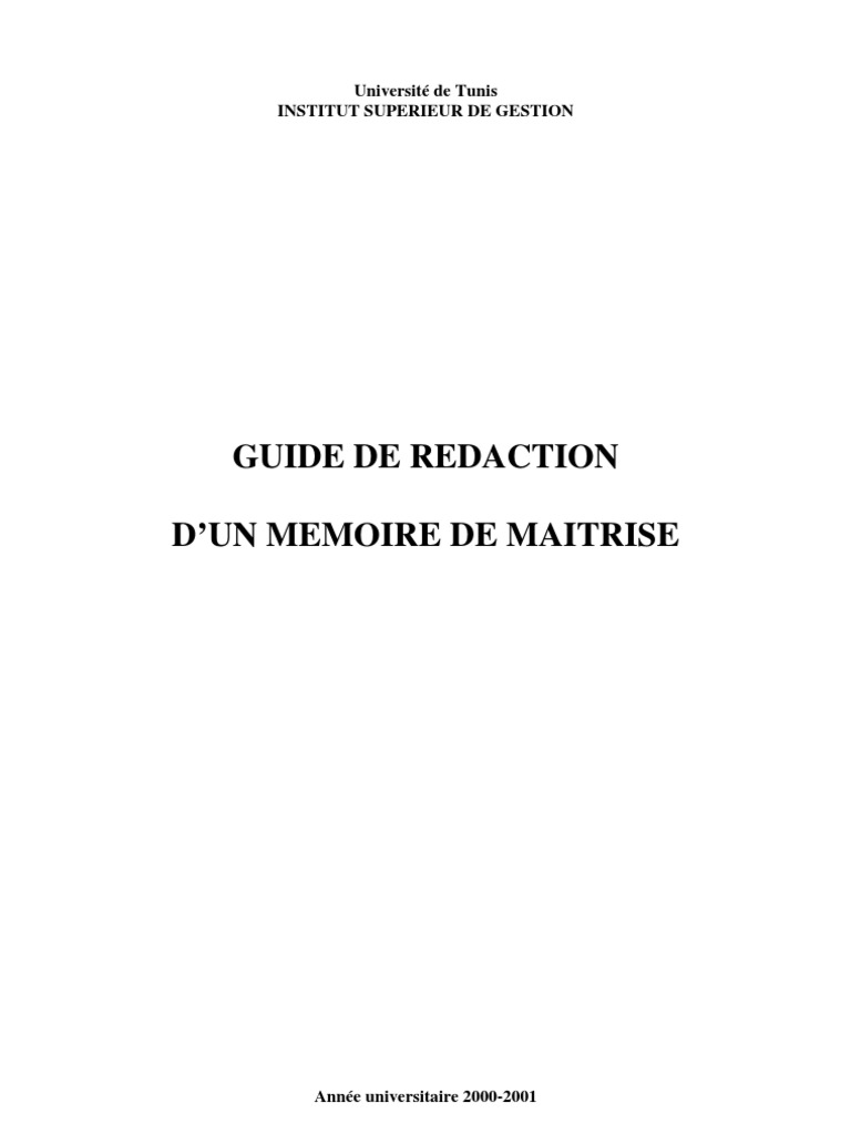Guide de rédaction mémoire de maîtrise | PDF | Bibliographie | Langue ...