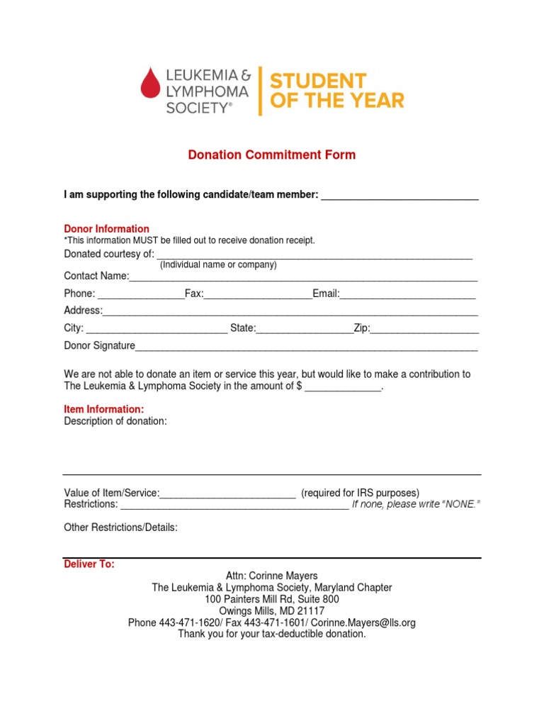 Donation Commitment Form for LLS | PDF | Business