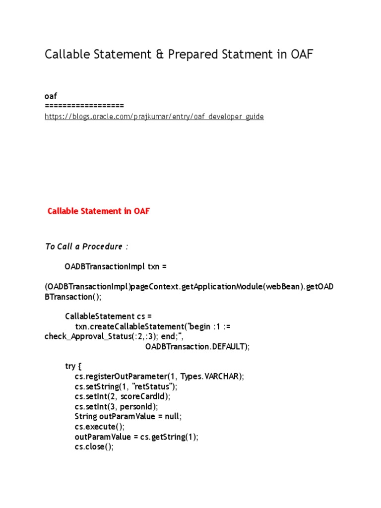 Callable Statement | PDF | Parameter (Computer Programming) | Hypertext Transfer Protocol