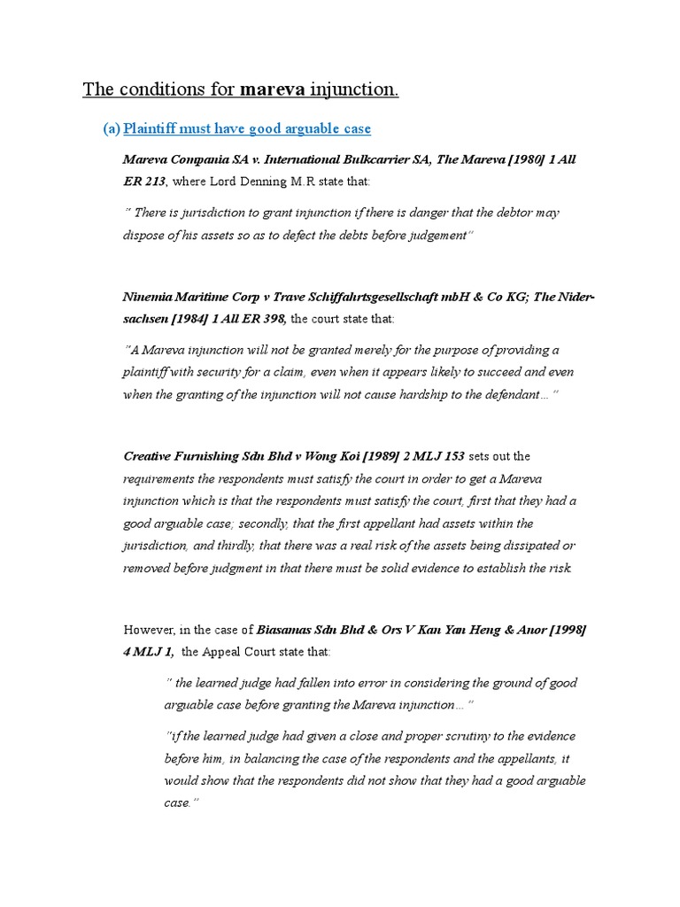 Written Submission Mareva Injunction | PDF | Injunction | Judiciaries