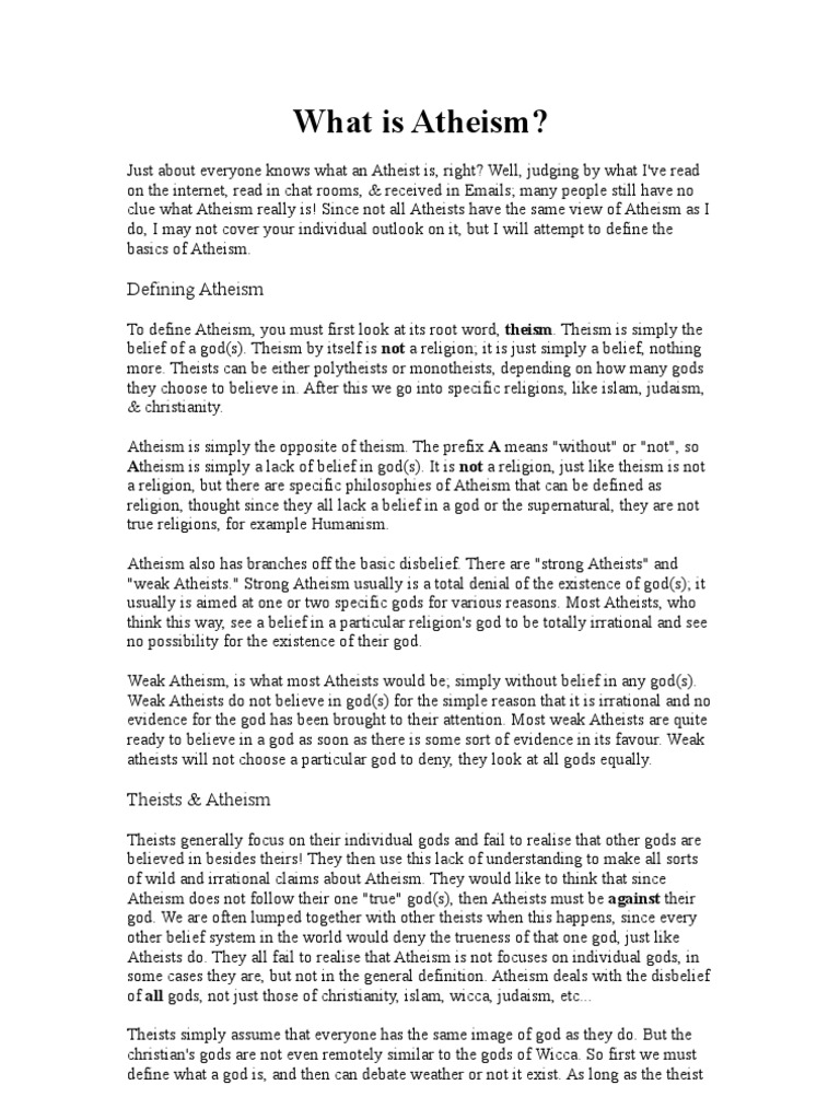What Is Atheism? | PDF | Atheism | God