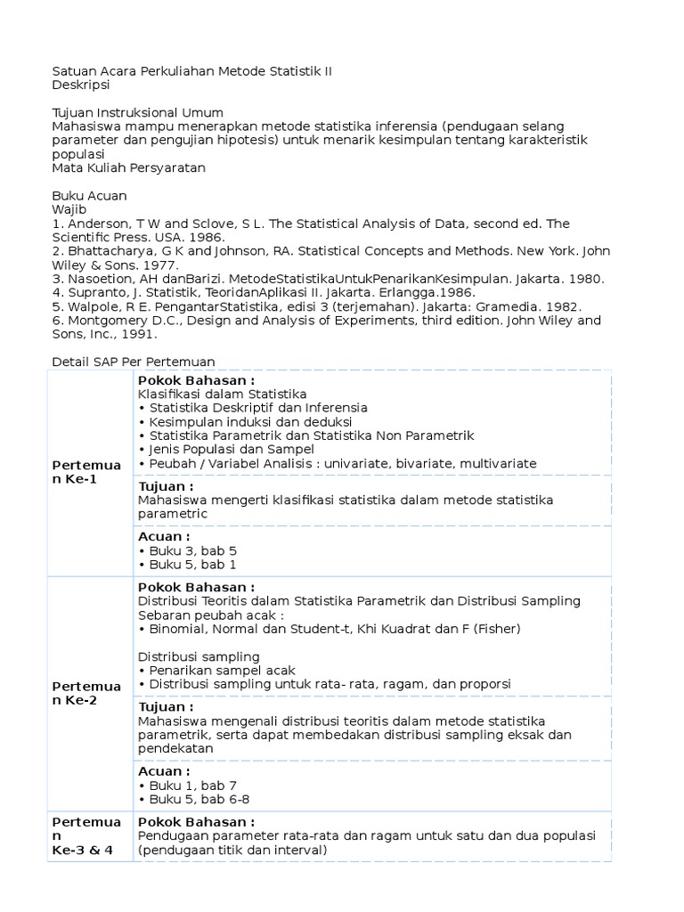 SAP Metode Statistik II | PDF