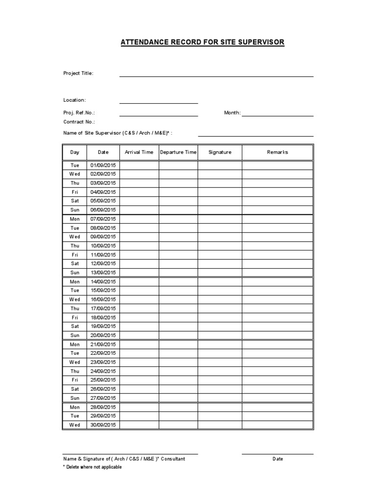 Supervisor Attendance Record | PDF
