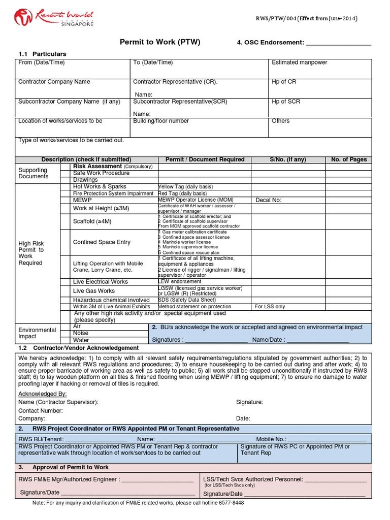 Permit To Work | PDF | Safety | Wellness