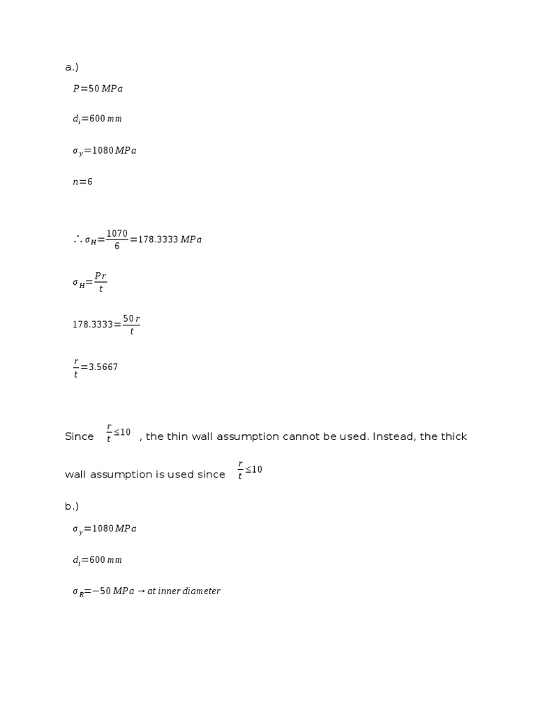 Thick-Walled Cylinder Stress Analysis | PDF