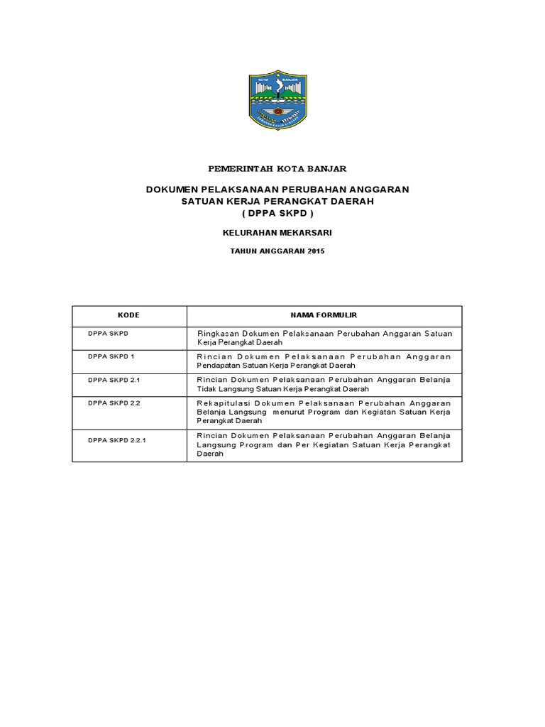 DPA Perubahan Kelurahan Mekarsari TA 2015 | PDF