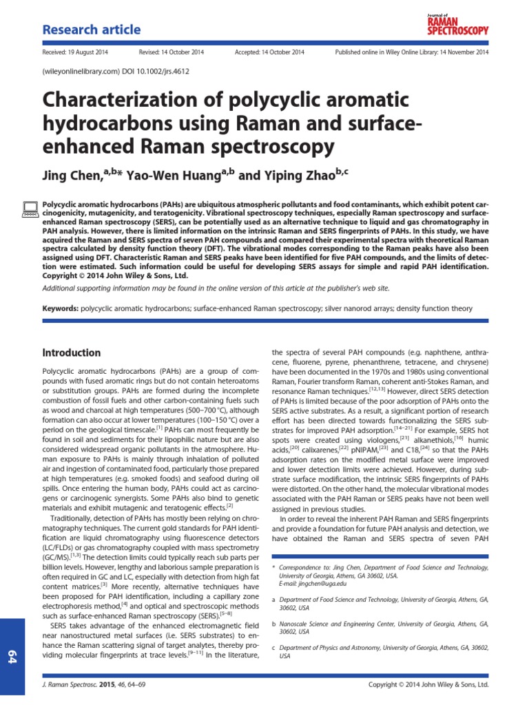 Characterization of Polycyclic Aromatic Hydrocarbons Using Raman and Surface - Enhanced Raman ...
