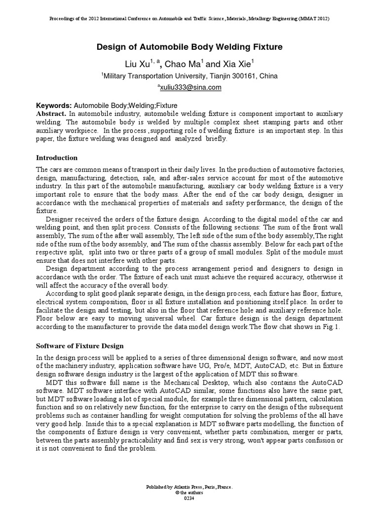 Design of BIW Welding Fixtures | PDF | Welding | Construction