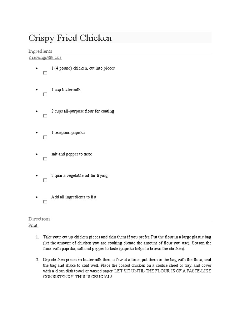 Crispy Fried Chicken | PDF
