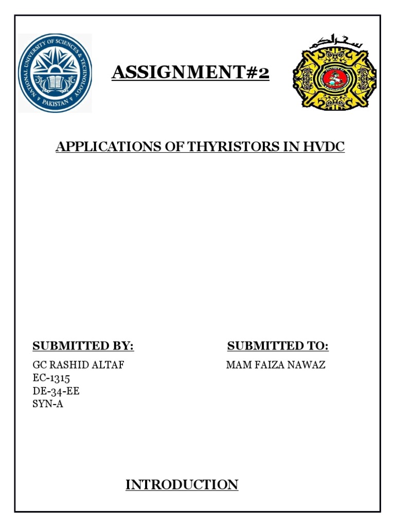 Assignment#2: Applications of Thyristors in HVDC | PDF | High Voltage Direct Current | Electronics