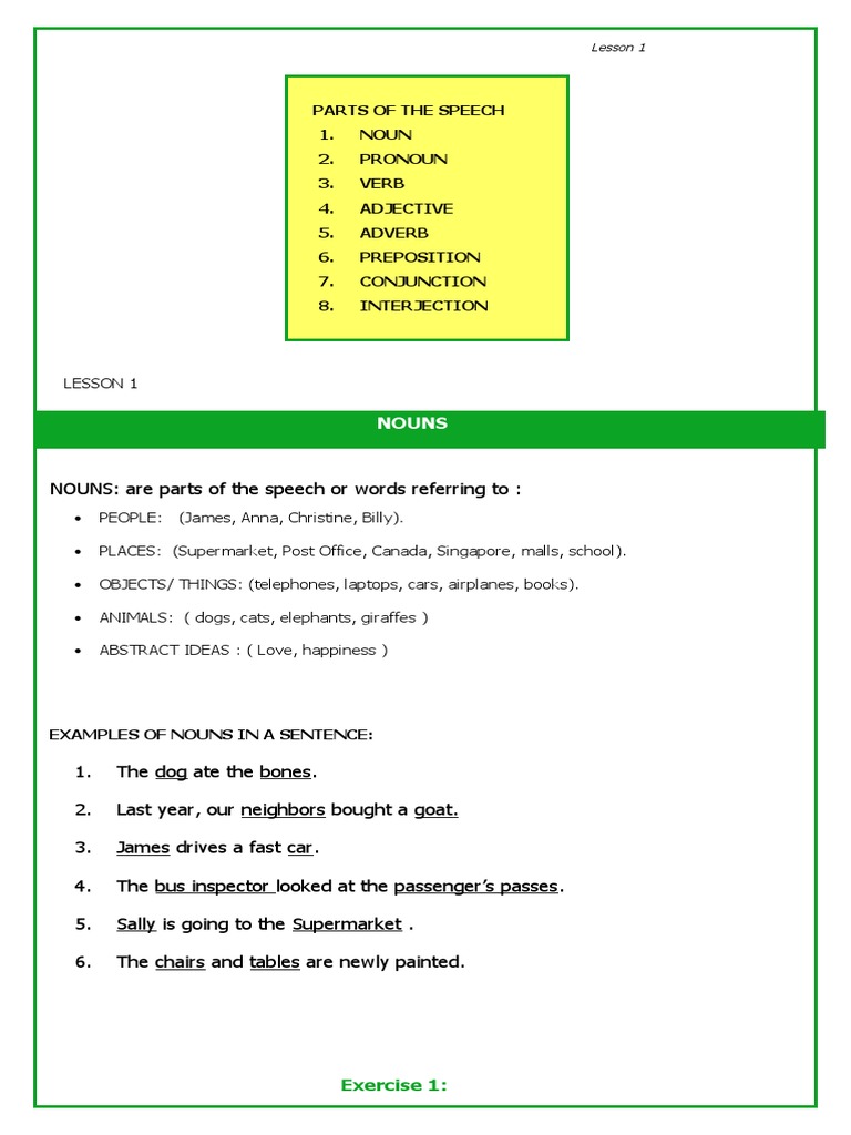 LESSON 1 - NOUNS - Proper Nouns-Common Nouns | PDF | Linguistic ...
