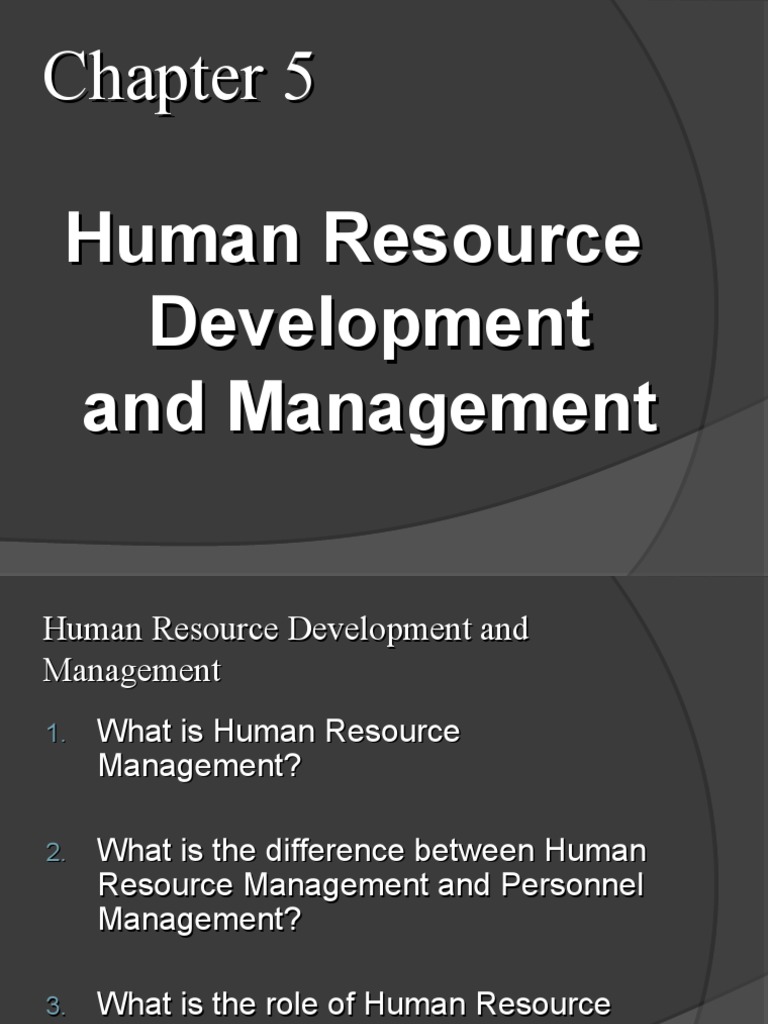 Chapter 5, Human Resource Development and Management | PDF | Human ...
