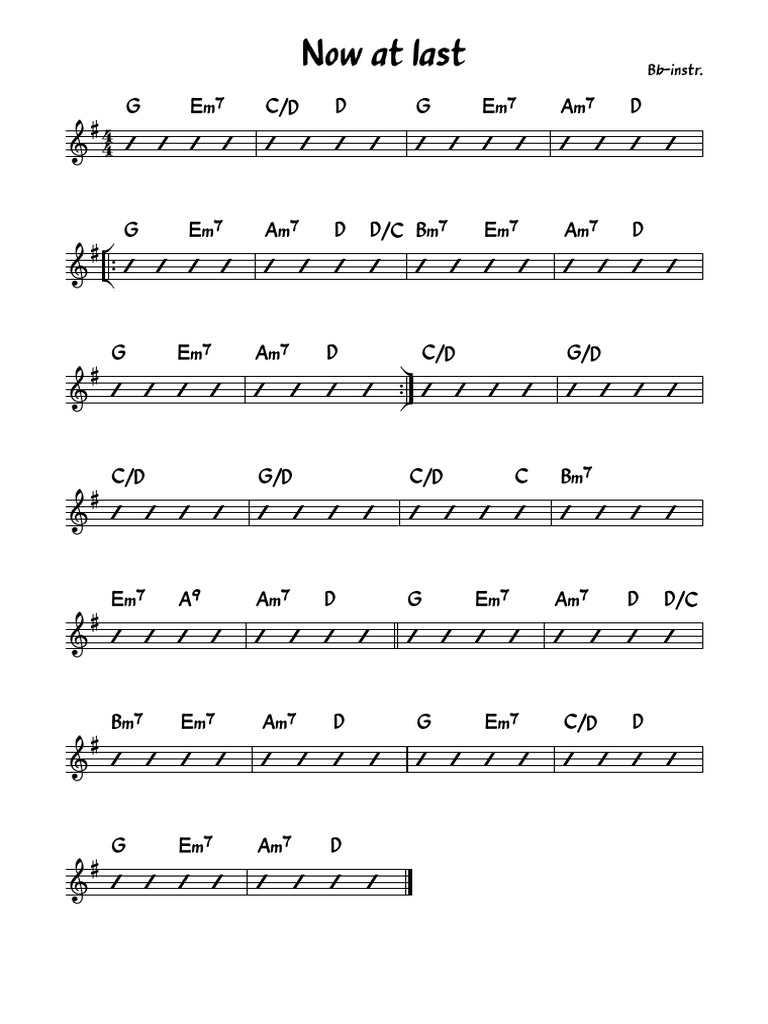 Bb Instrument Sheet Music for Now at Last | PDF