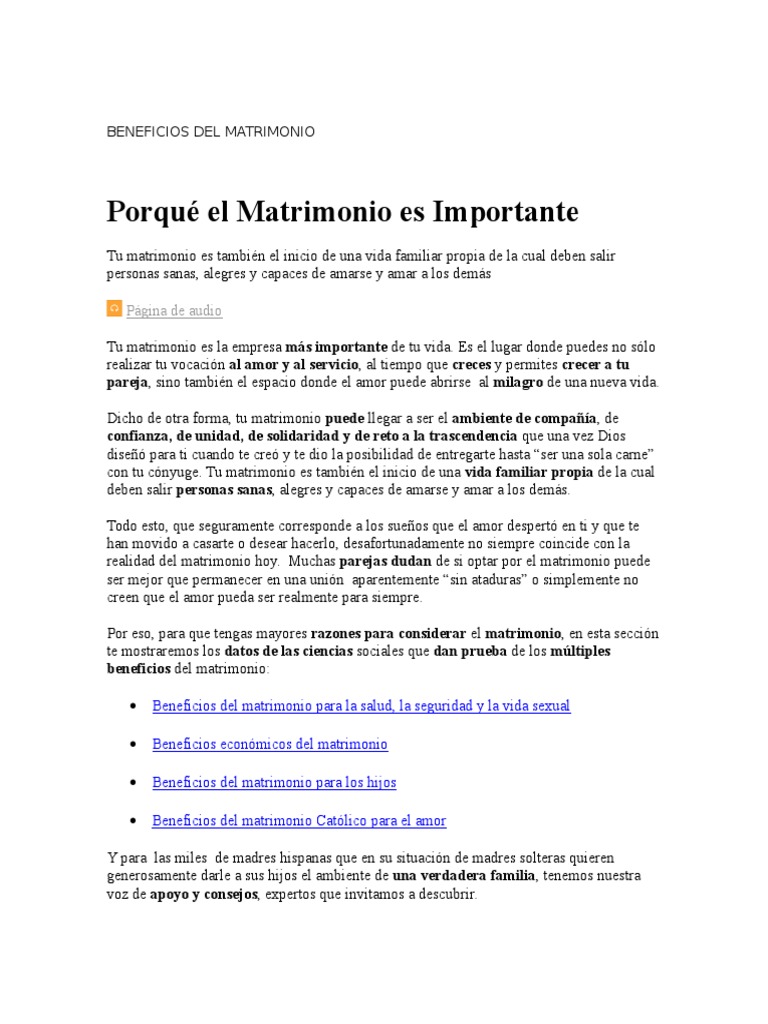 Beneficios Del Matrimonio Pdf Adultos Amor