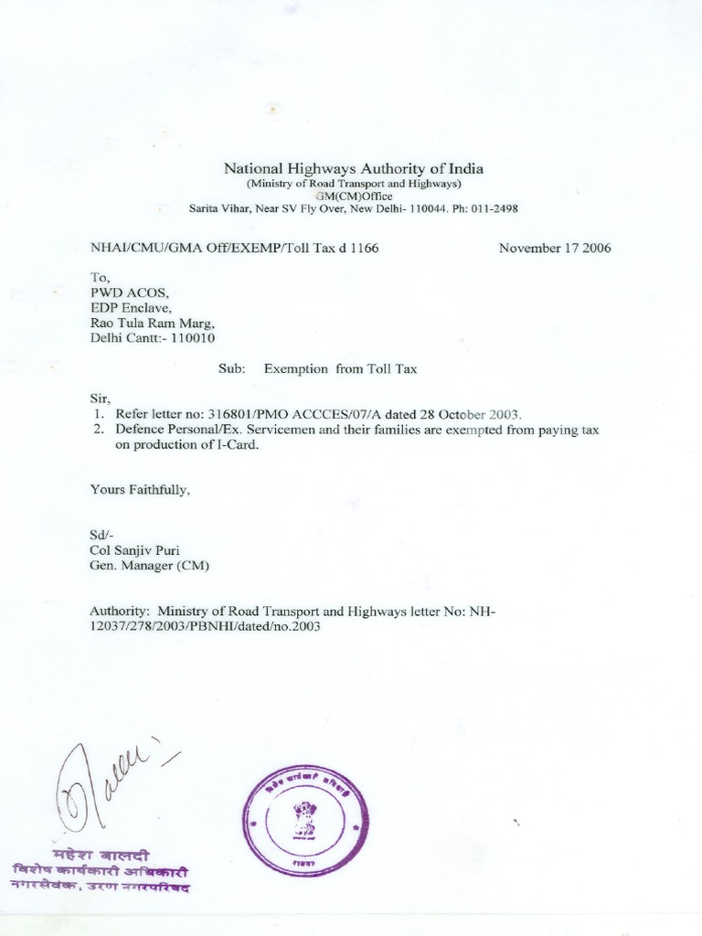 Toll Tax Exemption | PDF | Road Transport | Road Infrastructure