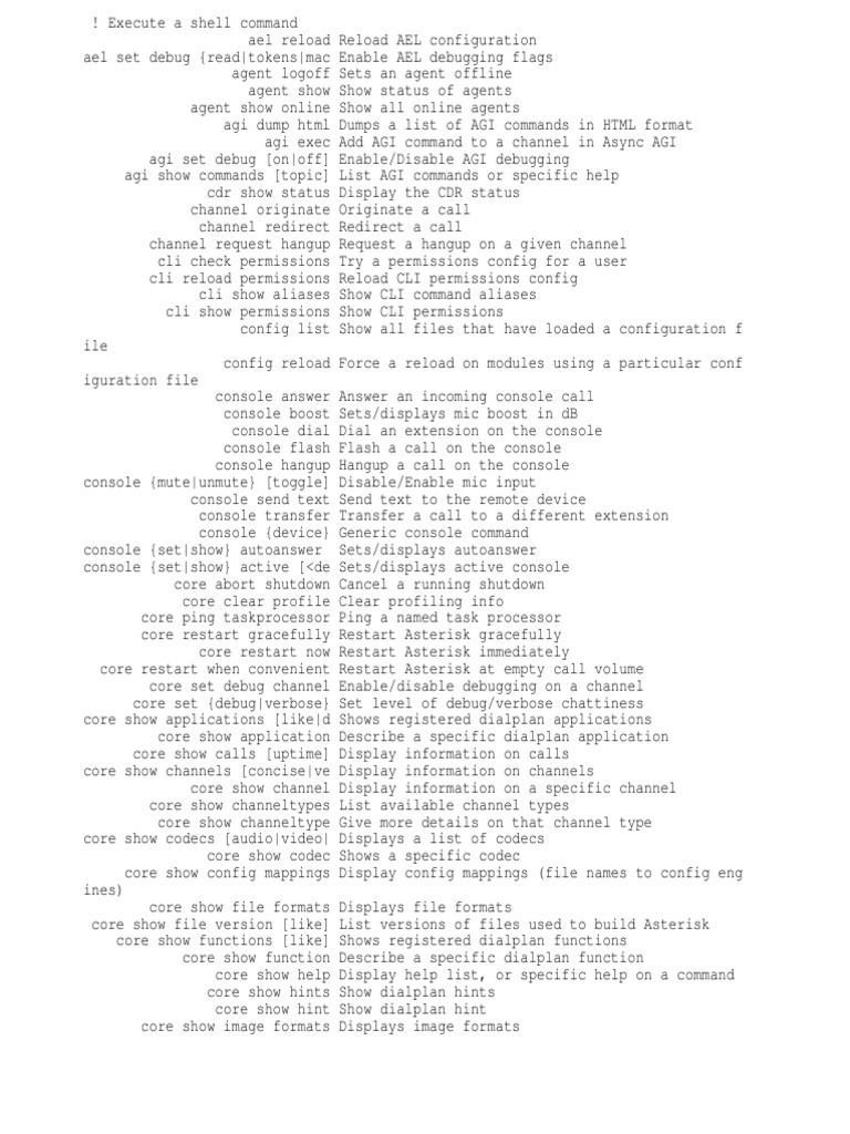 Asterisk Command Line | PDF | Session Initiation Protocol | Command Line Interface