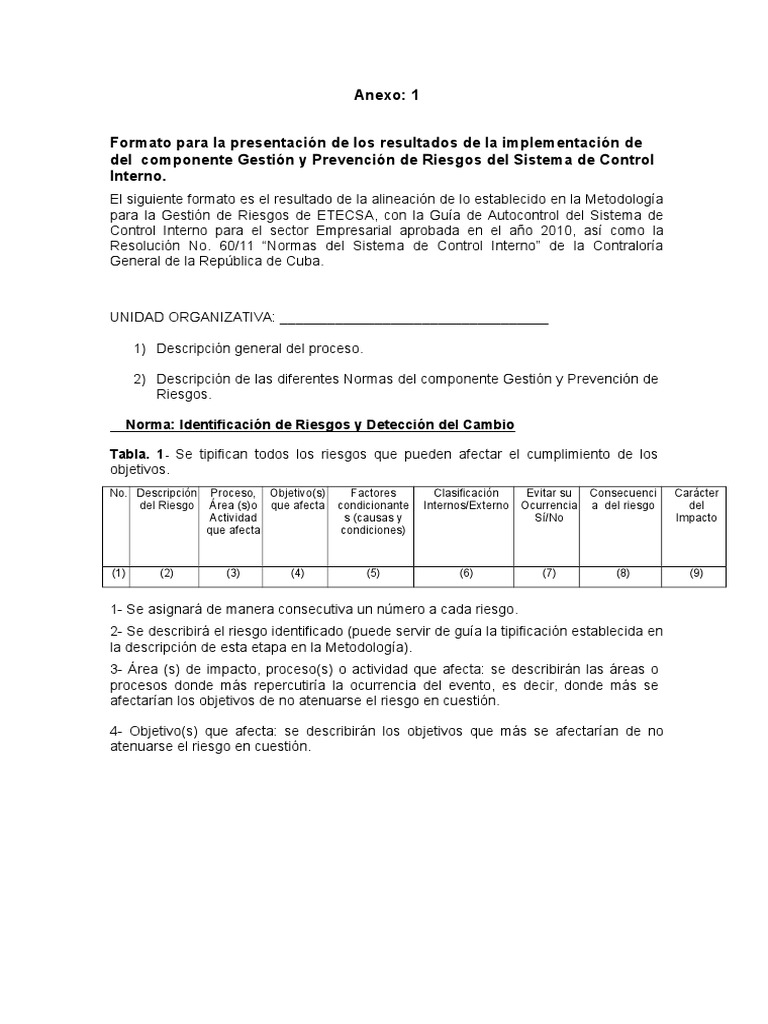 Formato De Presentación Del Informe De Riesgos Pdf Riesgo
