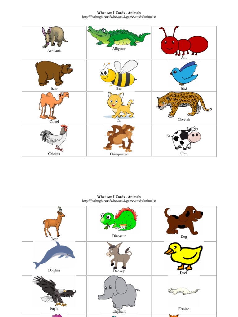What Am I Cards - Animals | PDF