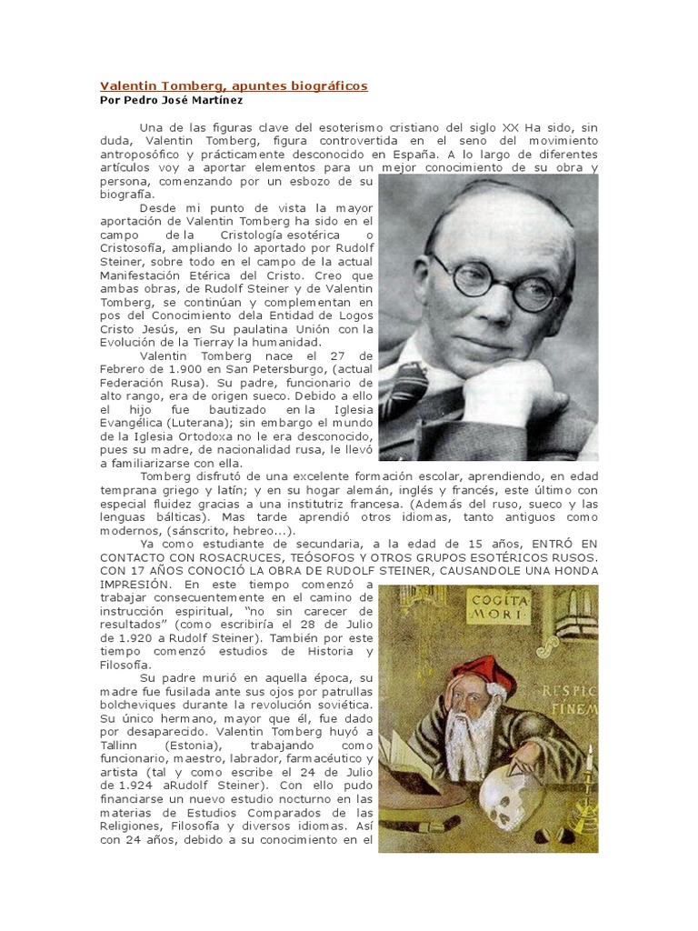 Valentin Tomberg, Apuntes Biográficos | PDF | Rudolf Steiner | Cristo ...