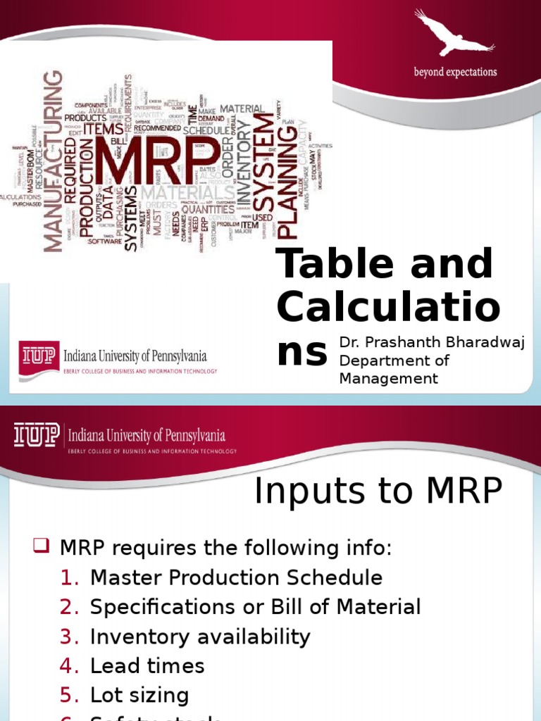 MRP Table and Calculations | PDF