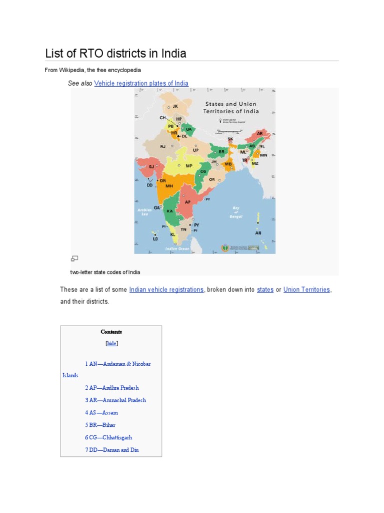 List of RTO Districts in India | PDF | Transport | Business