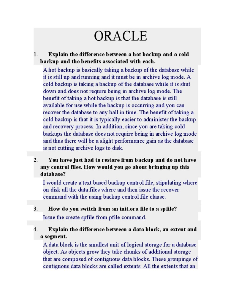 Oracle Interview | PDF | Pl/Sql | Sql