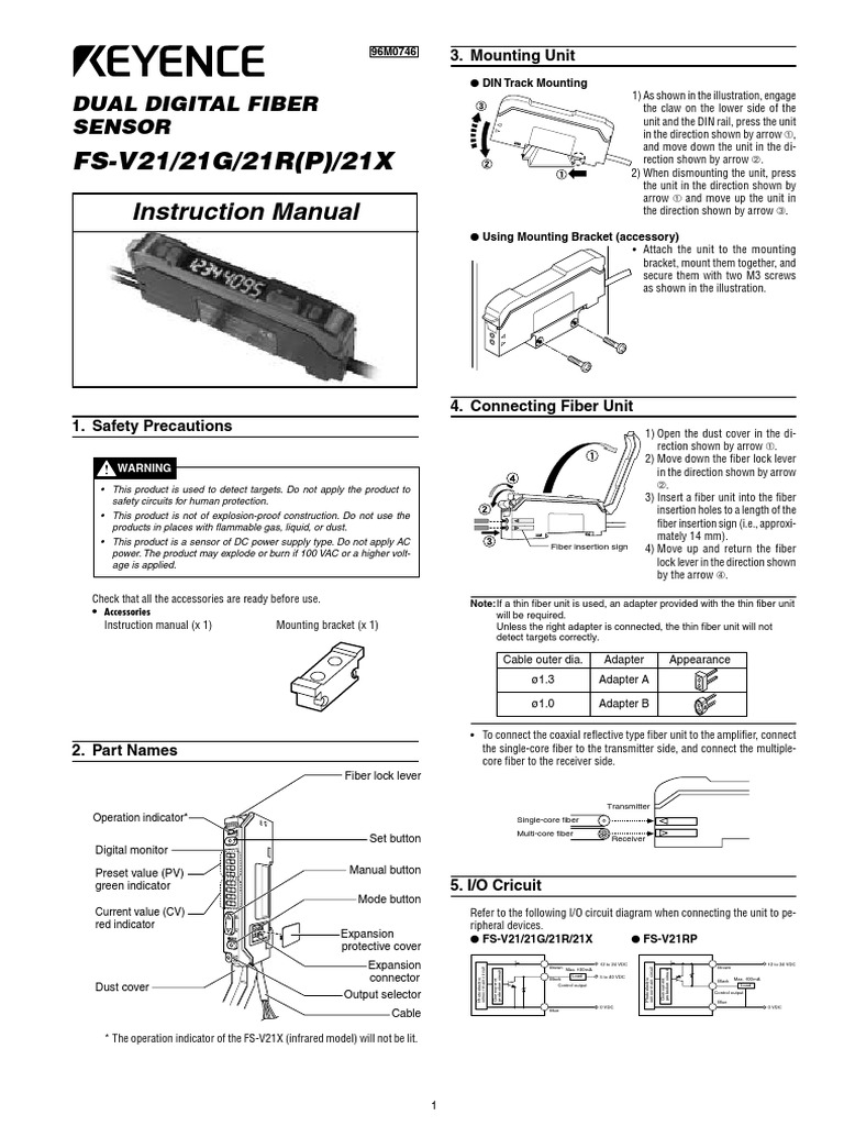 Keyence FS-V21 Sensor Manual | PDF