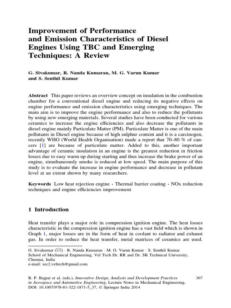 Improvement of Performance and Emission Characteristics of Diesel ...