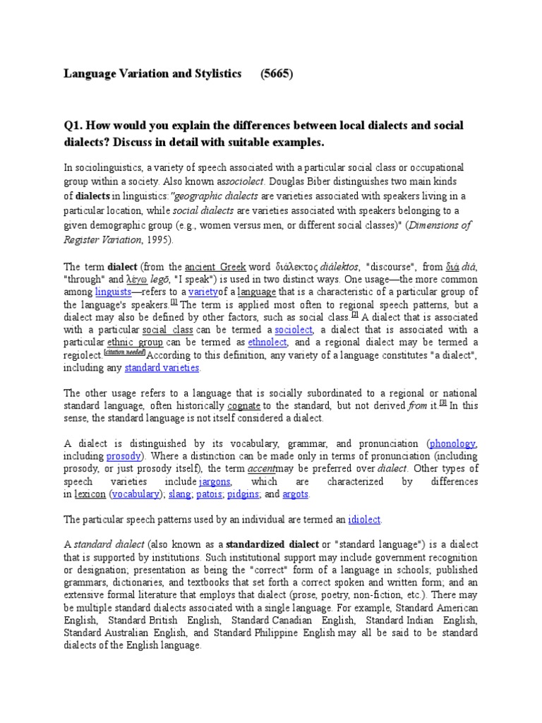 Stylistics and Language Variations | PDF | Dialect | Language Varieties ...