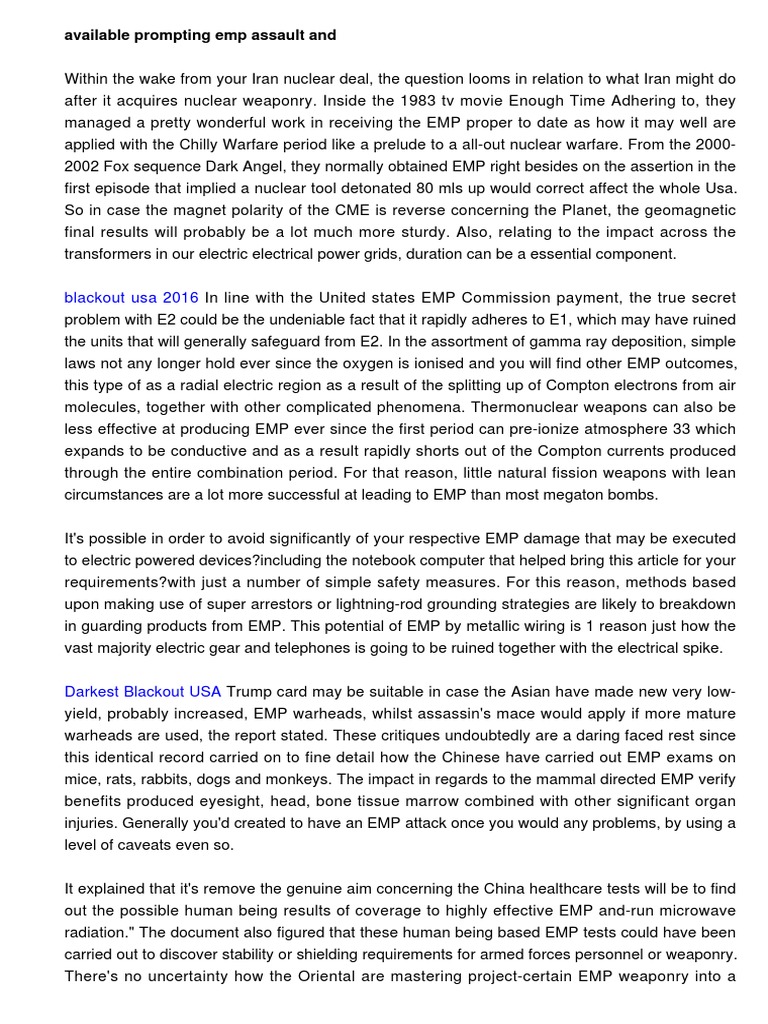 EMP Threats and Mitigation Strategies | PDF | Modern Weapons | Nuclear ...