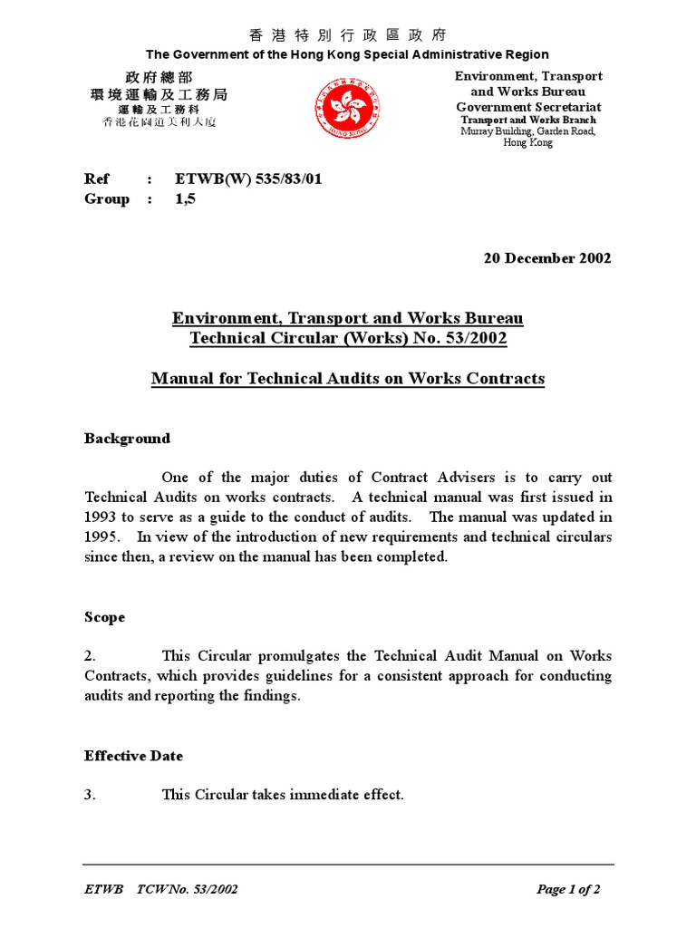 Manual For Technical Audit On Works Contracts | PDF | Specification ...