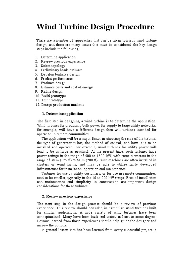 Wind Turbine Design Procedure | PDF | Wind Turbine | Turbine