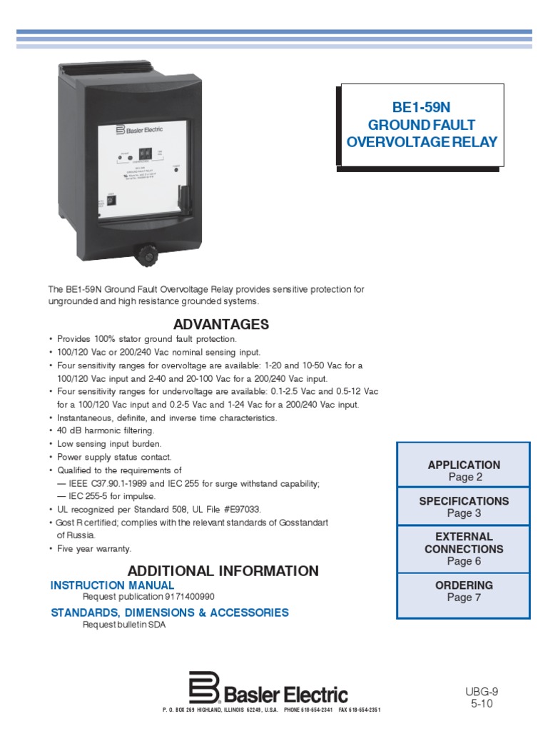 Be1 59n Bull9 | PDF | Relay | Transformer