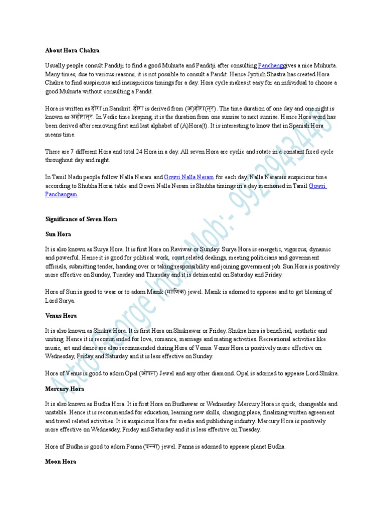 About Hora Chakra | PDF | Hindu Astrology | Astrology