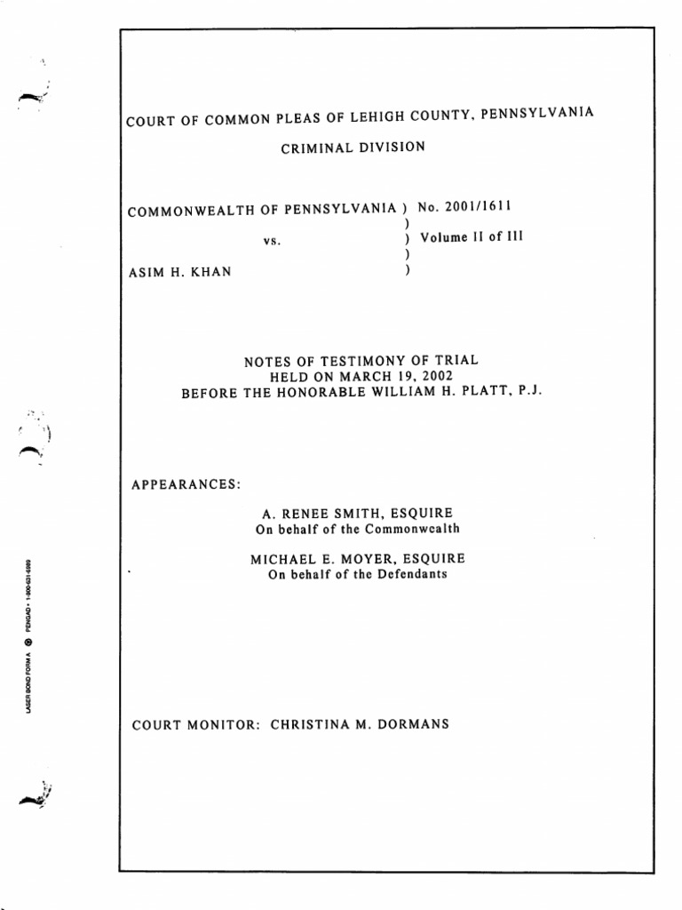 PA Criminal Trial 20011611 V2of3 | PDF
