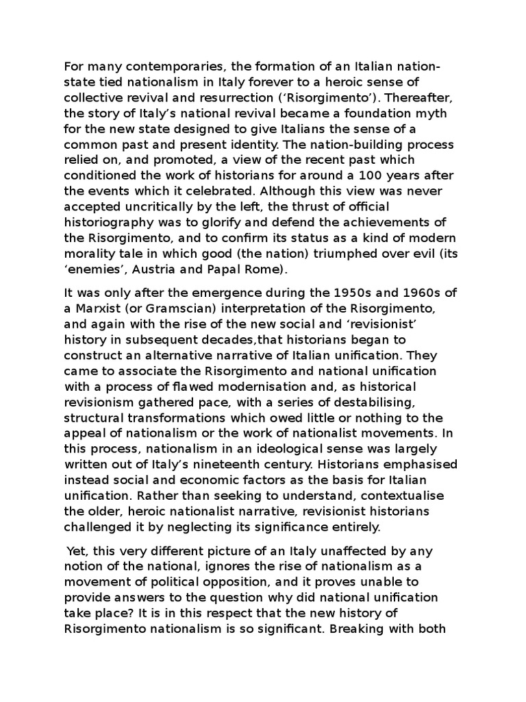 Historiography of Italian Unification | PDF | Nationalism | Historian