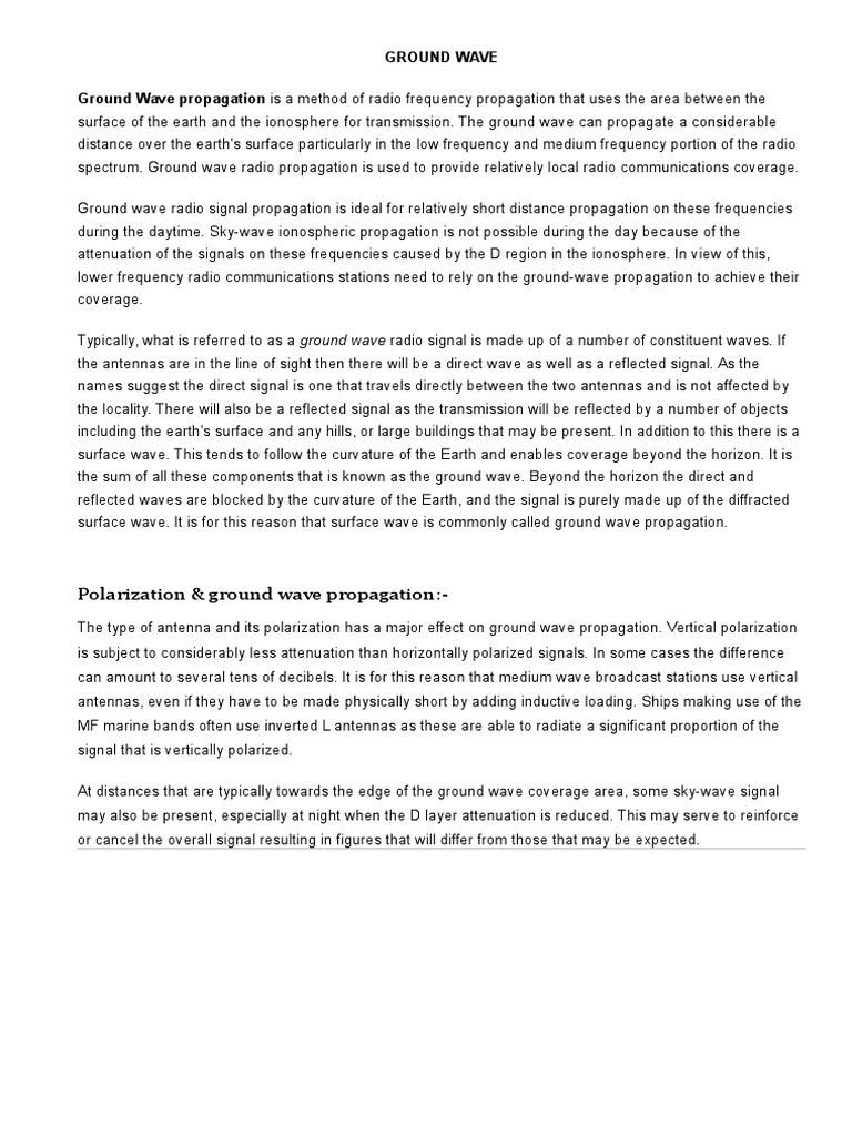 Ground Wave Propagation Pdf Radio Propagation Antenna Radio
