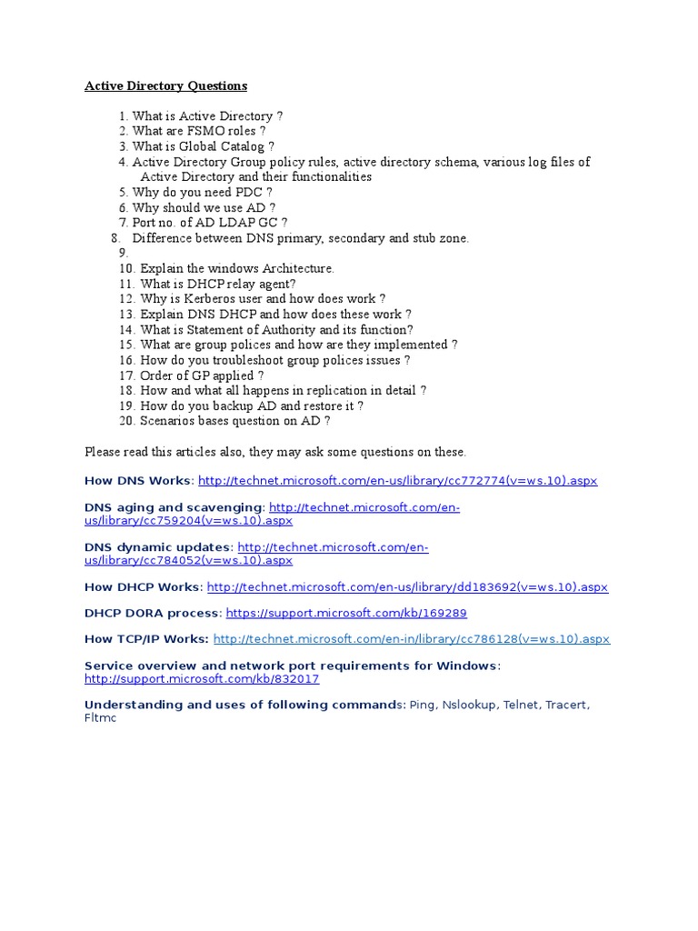 Active Directory Interview Prep | PDF
