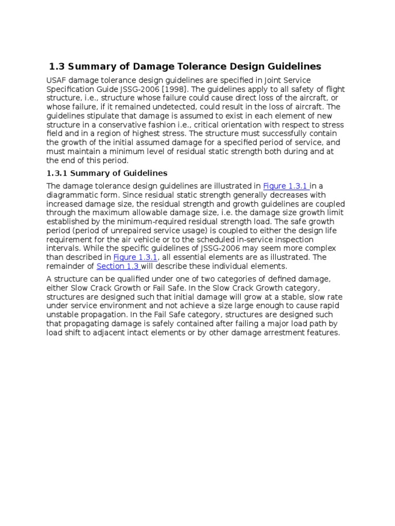 USAF Damage Tolerance Design Guidelines | PDF