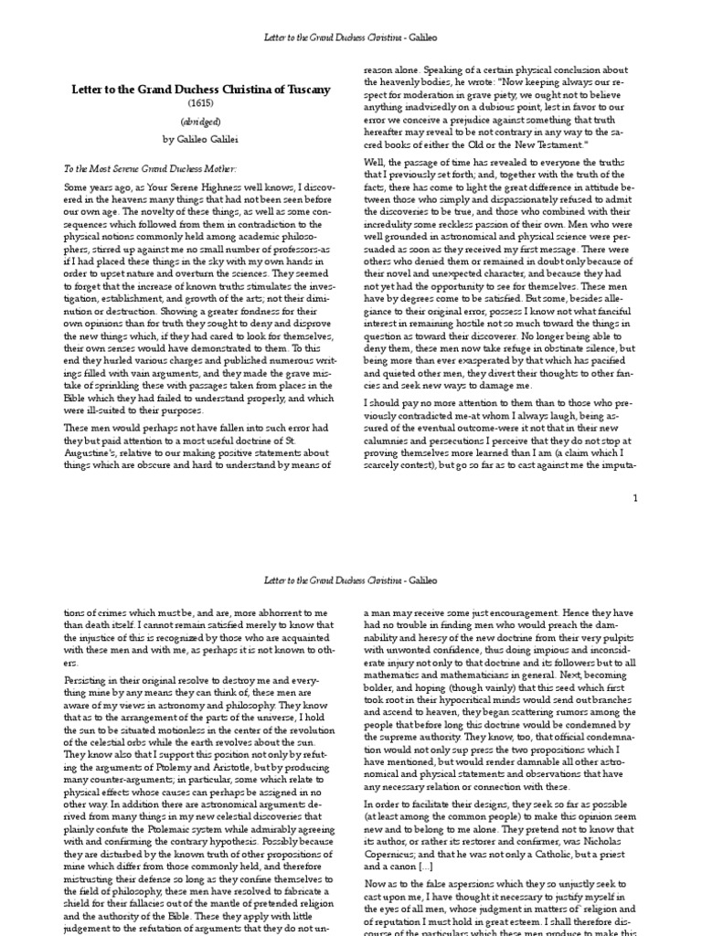 Galileo LetterDuchessChristina | PDF | Nicolaus Copernicus | Galileo ...