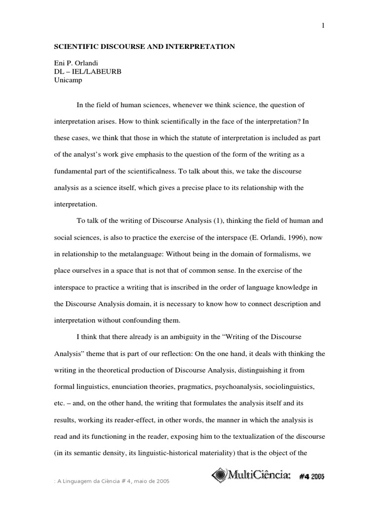 Scientific Discourse and Interpretation:: A Linguagem Da Ciência # 4 ...