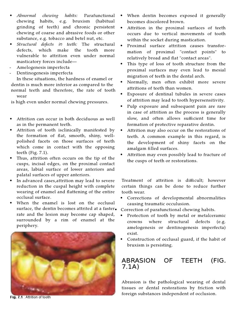 Understanding Tooth Wear: Attrition, Abrasion, Abfraction | PDF | Human ...