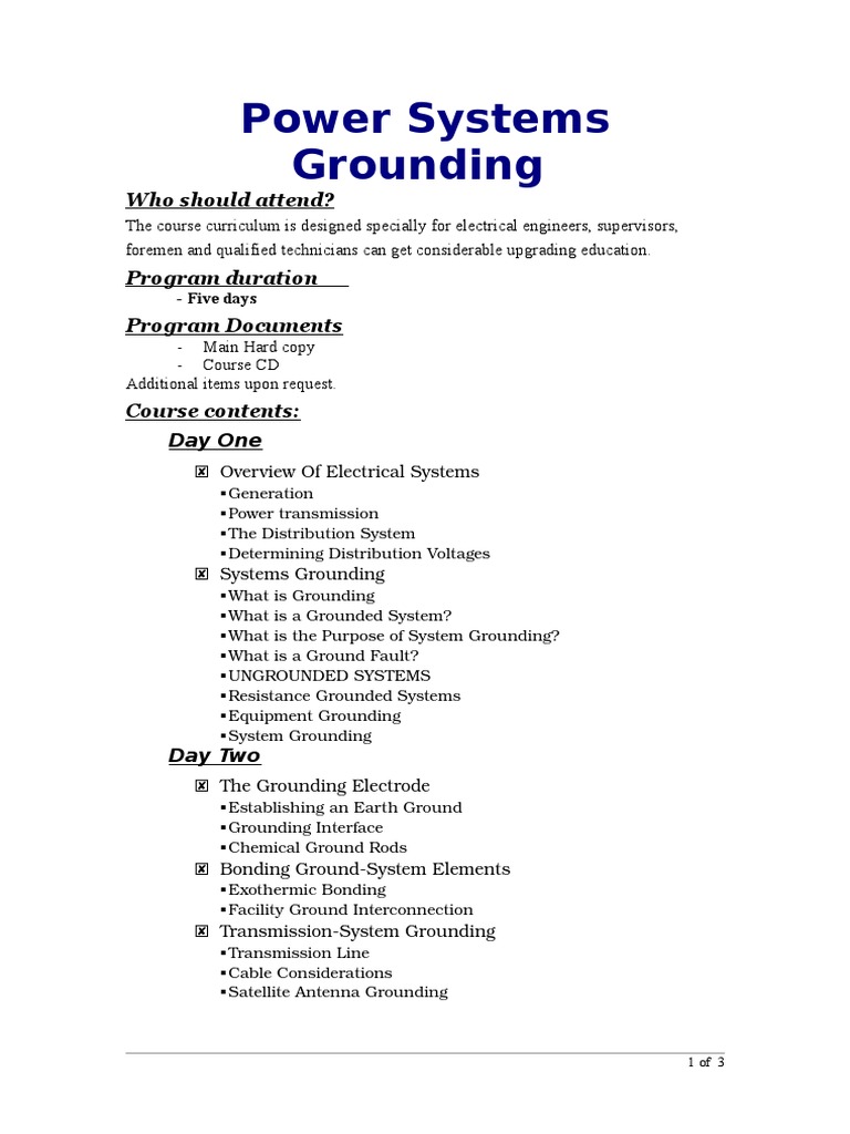 Power Systems Grounding | PDF | Electrical Substation | Electrical ...
