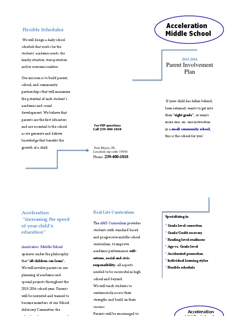 AMS Parent Involvement Pamphlet | PDF | Middle Schools | Curriculum