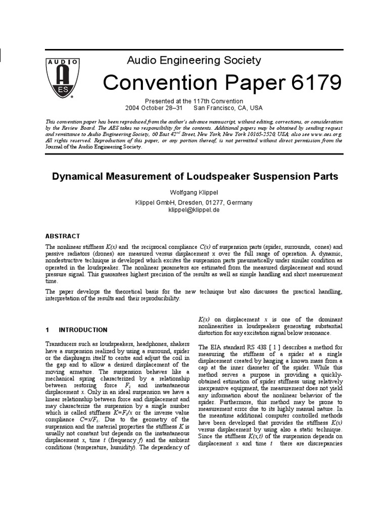 Convention Paper 6179: Audio Engineering Society | PDF | Loudspeaker ...