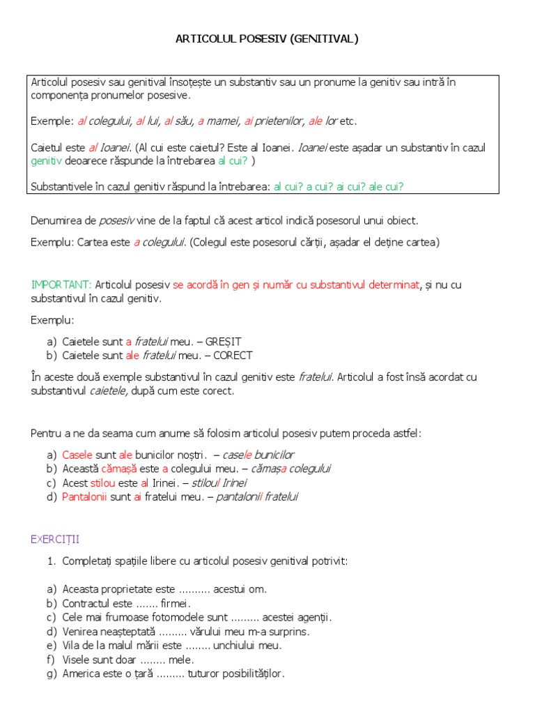 Articolul Genitival Articolul Genitival YouTube