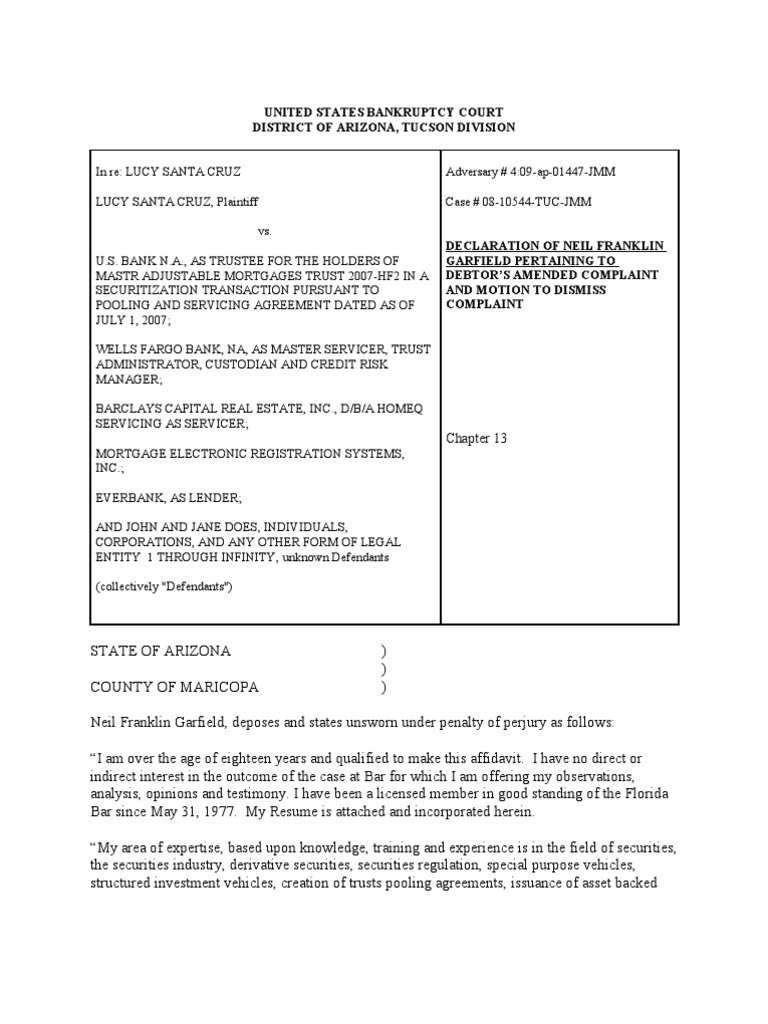 Bankruptcy Case: Lucy Santa Cruz | PDF | Securitization | Mortgage ...