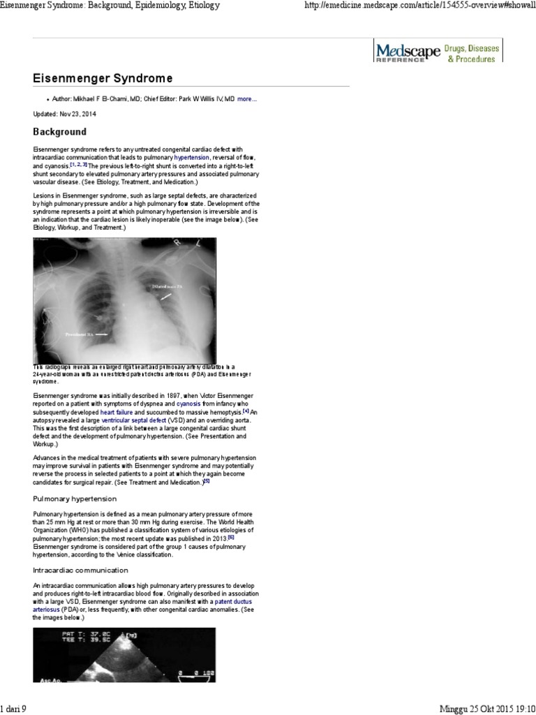 Eisenmenger Syndrome: Background | PDF | Congenital Heart Defect ...