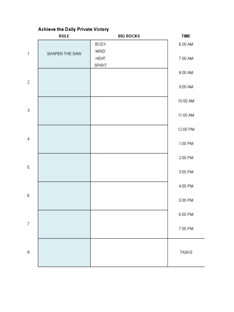Achieve The Daily Private Victory: Body: 6:00 AM Mind: Heat: 7:00 AM ...